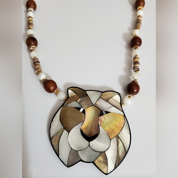 Lee Sands | Jewelry | Vintage Lee Sands Tiger Necklace Mop Mother Of ...